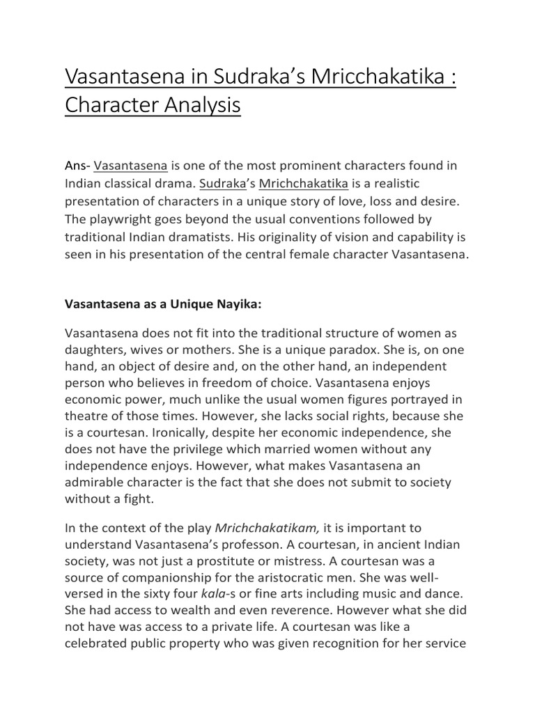 Vasantasena in Mricchakatika | PDF | Love