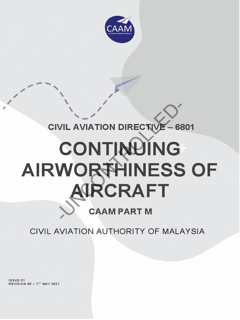 CAD 6801 Continuing Airworthiness of Aircraft CAAM PART M 2 | PDF ...