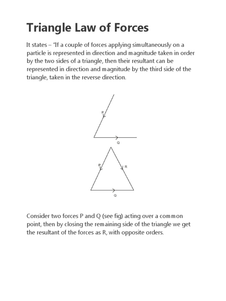 Polygon of Forces and Triangle Law of Forces | PDF