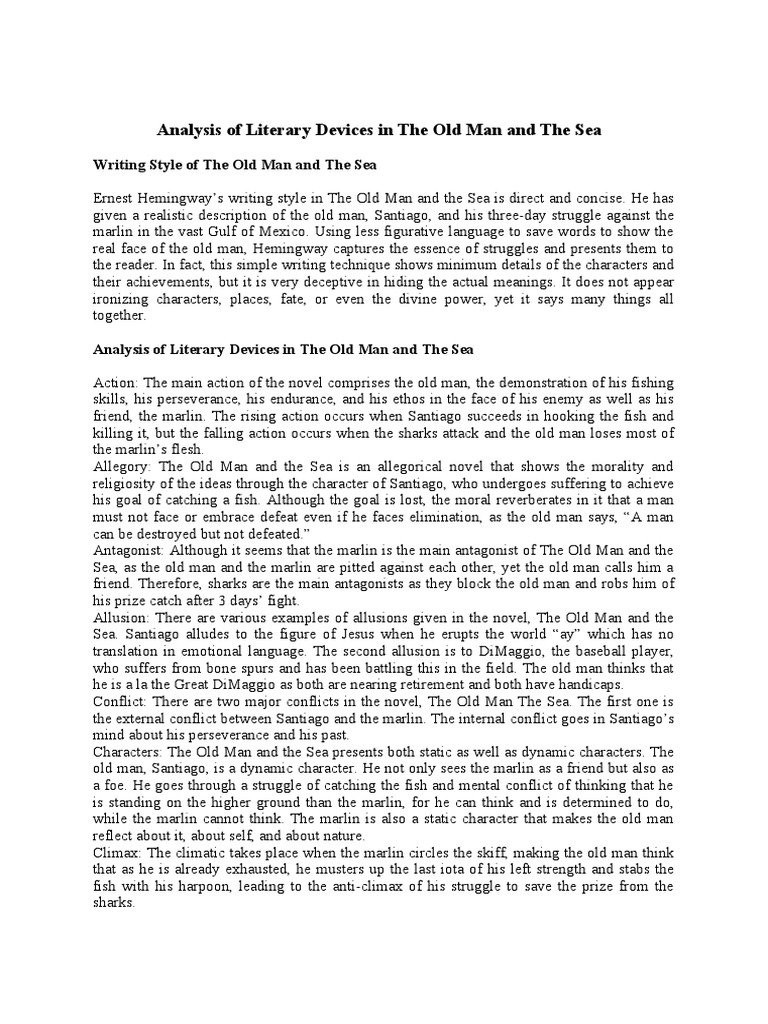 Literary Devices in The Old Man and the Sea | PDF