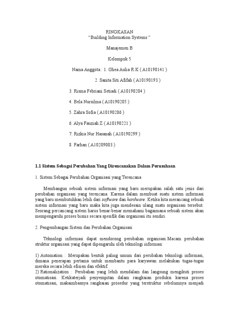 Ringkasan Building Information Systems | PDF