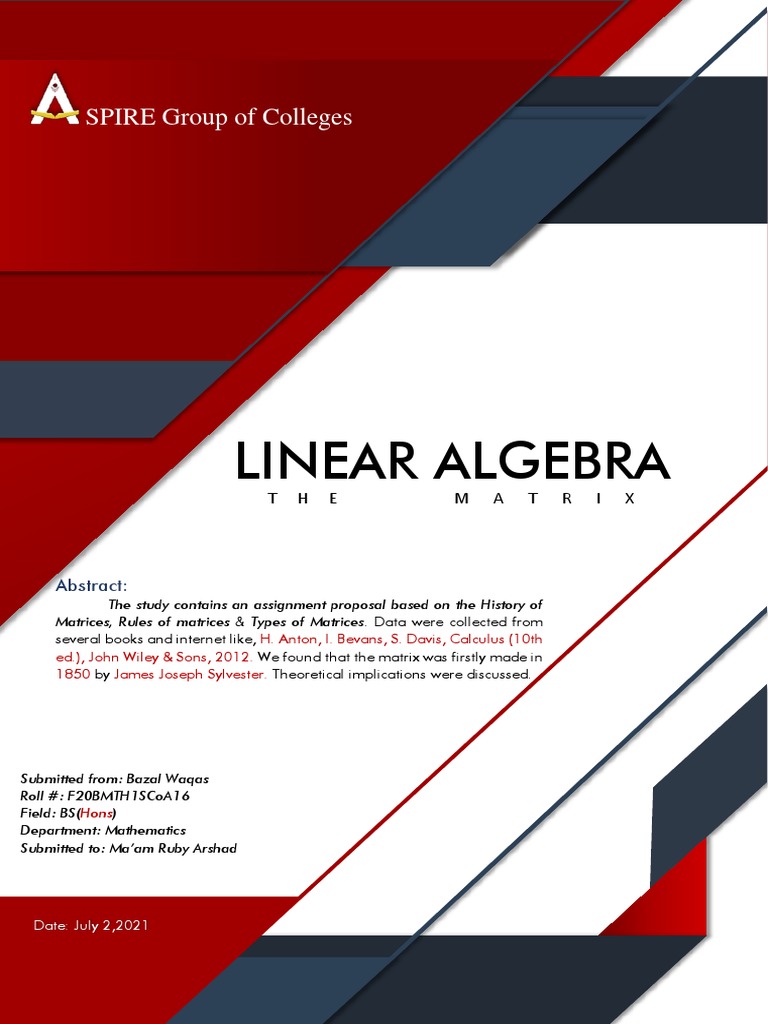 History & Intro of Matrices | PDF | Matrix (Mathematics) | Functions ...