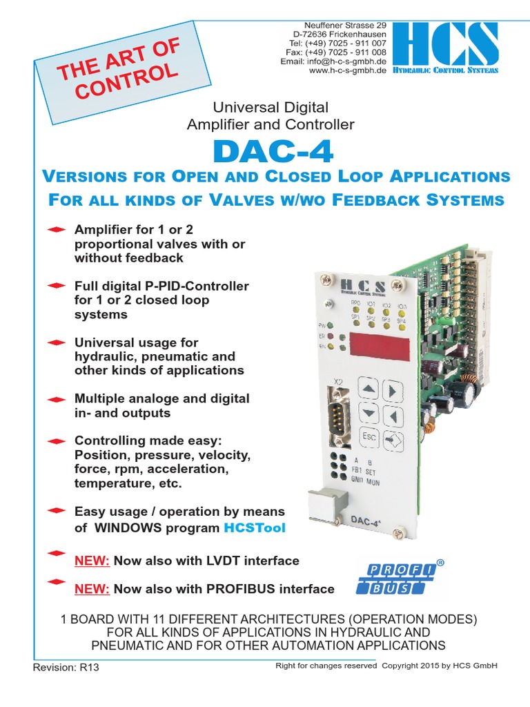 DAC-4 Data Sheet E R13 20151005 | PDF | Feedback | Analogue Electronics