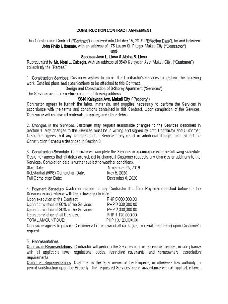 "Contract" "Effective Date" "Contractor" "Customer" Parties ...