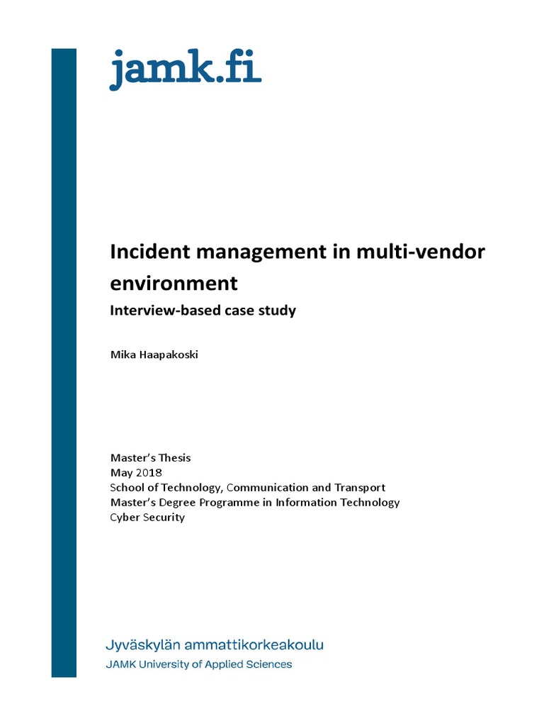Incident Management in Multi-Vendor Environment Haapakoski Mika | PDF ...