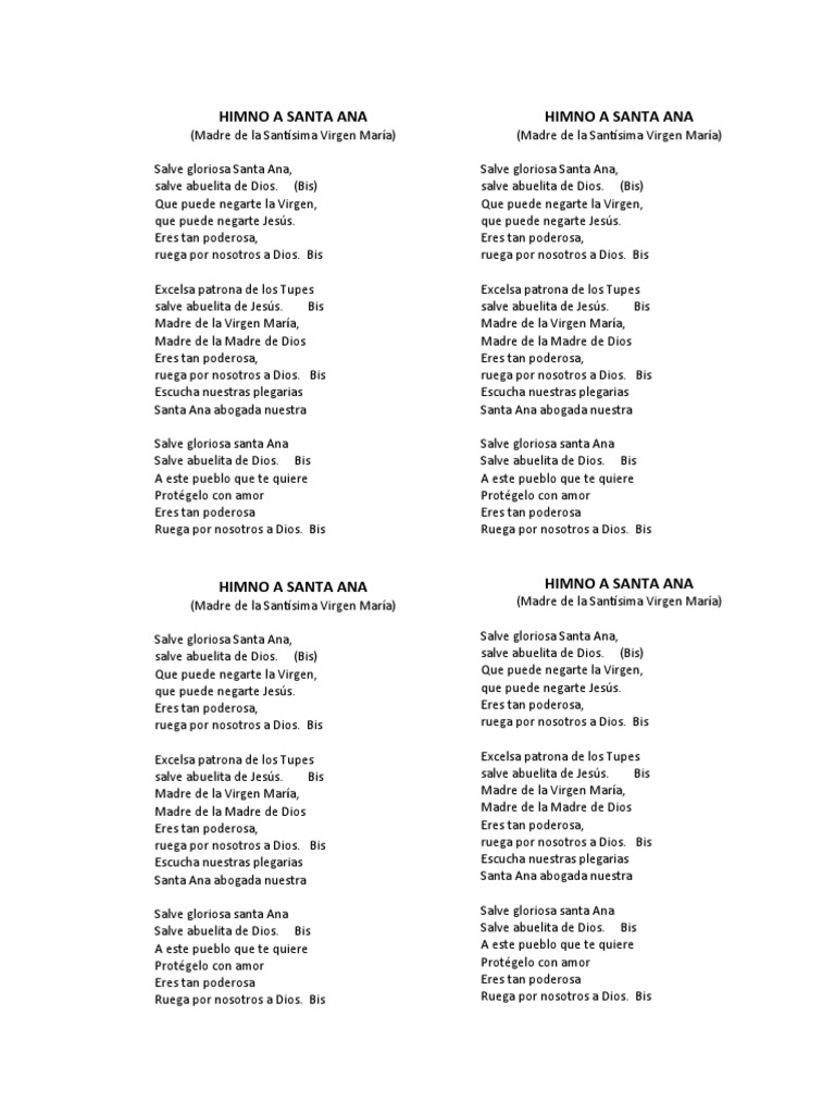Himno A Santa Ana | PDF | María, madre de Jesús | Oración