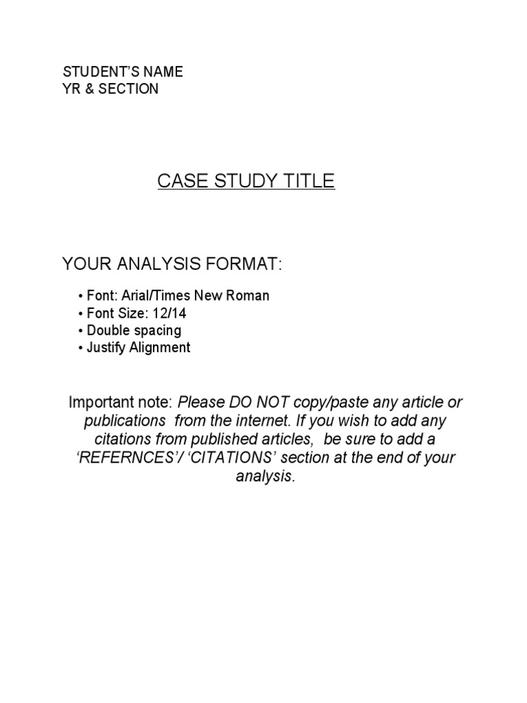 Case Study Title: Your Analysis Format | PDF