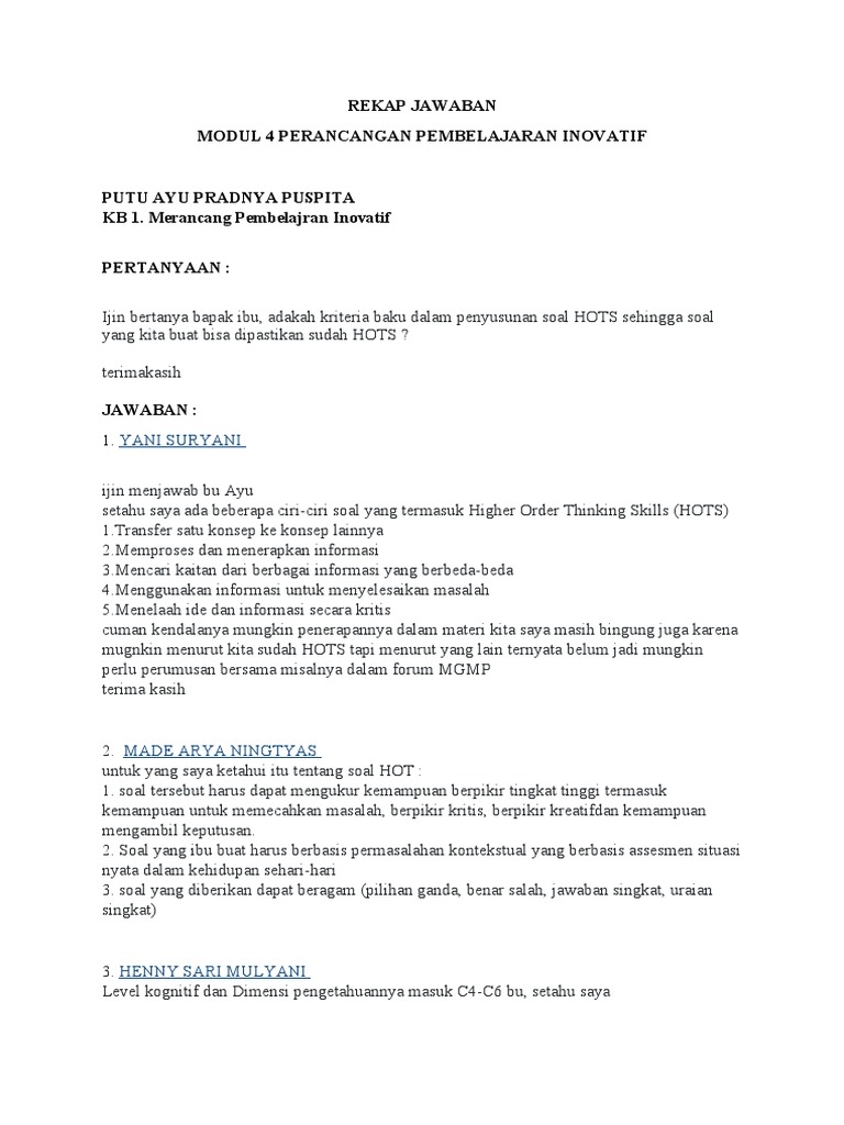 Notulen Modul 4 KB 1 Merancang Pembelajaran Inovatif | PDF | Karier ... Notulen Modul 4 KB 1 Merancang Pembelajaran Inovatif | PDF | Karier ...