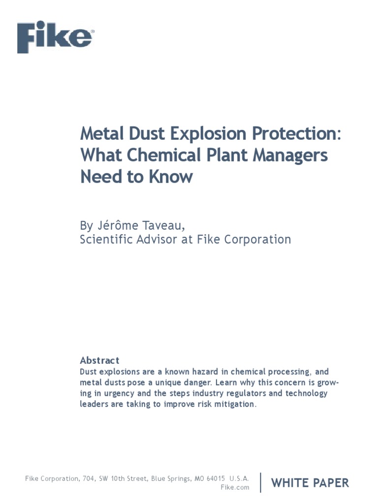 Metal Dust Explosion Protection Best Practices Fike v5 | PDF ...