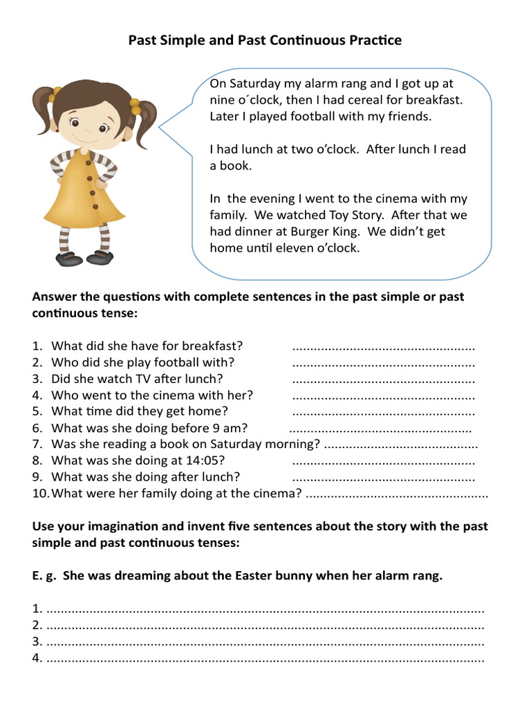 Past Simple and Past Continuous Practice Grammar Drills Reading ...