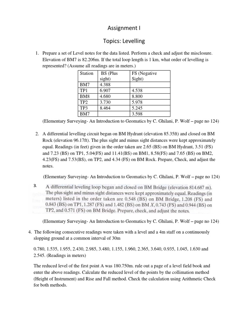 Assignment I Topics: Levelling | PDF | Metrology | Teaching Mathematics