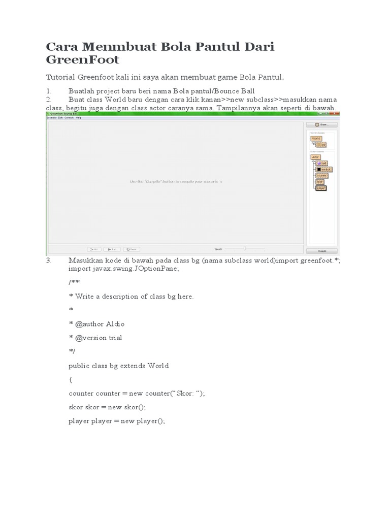 Tutorial Game Bola Pantul di Greenfoot | PDF