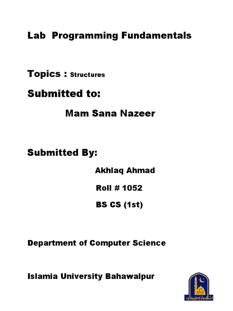 Submitted To:: Lab Programming Fundamentals | PDF | Computers