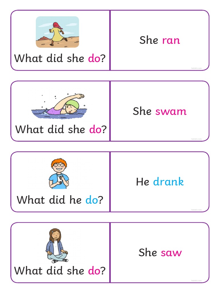 Irregular Verbs Matching Cards | PDF