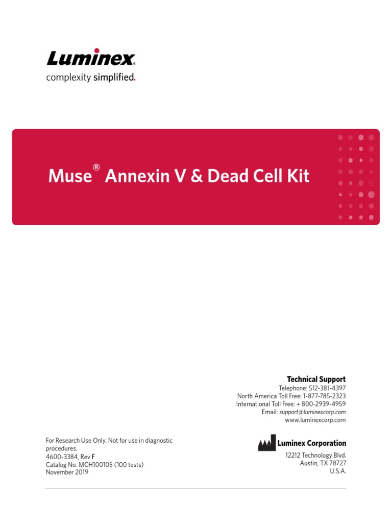 Muse Annexin V & Dead Cell Kit: Technical Support | PDF | Apoptosis | Staining