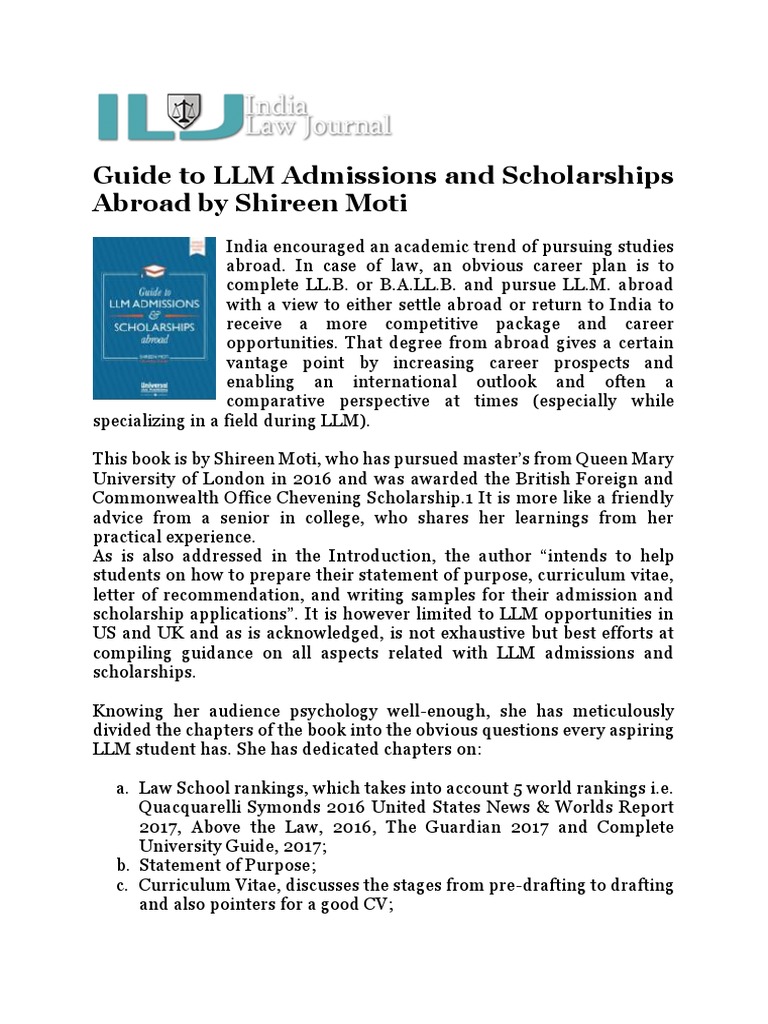 Guide To LLM Admissions and Scholarships Abroad | PDF | Academia | Science