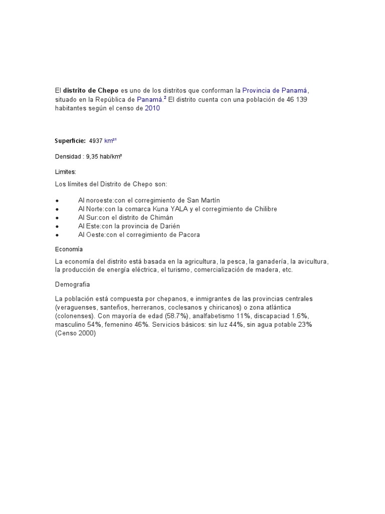 Distrito de Chepo, Panamá | PDF