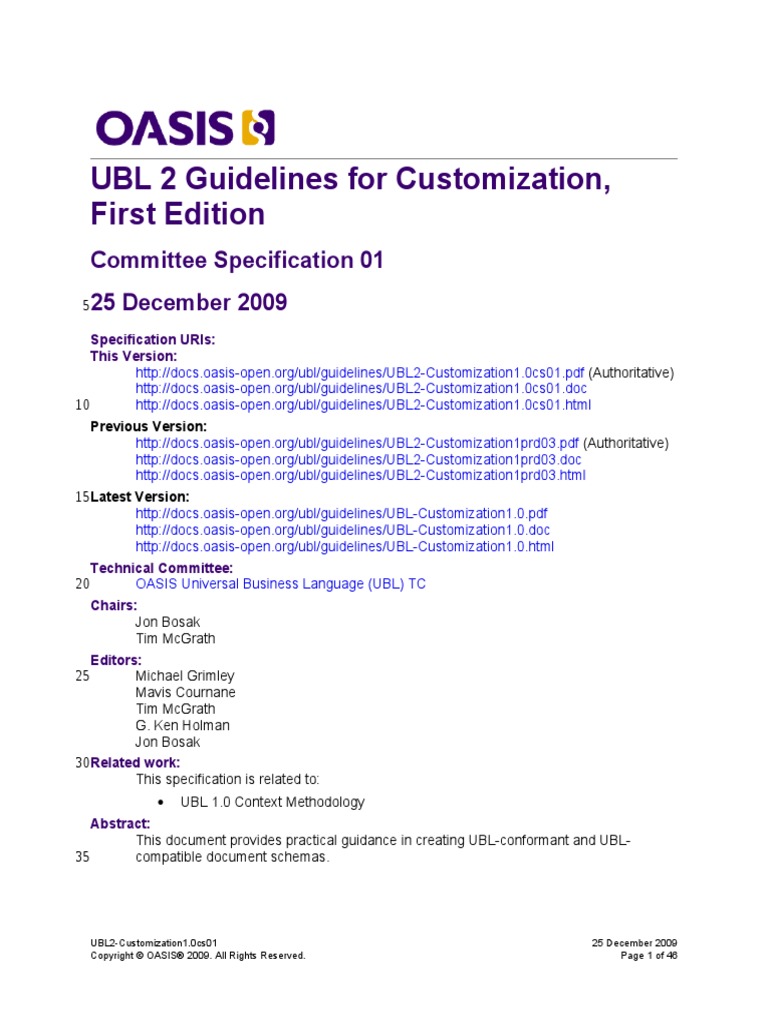 UBL-Customization1 0 | PDF | Xml Schema | Xml
