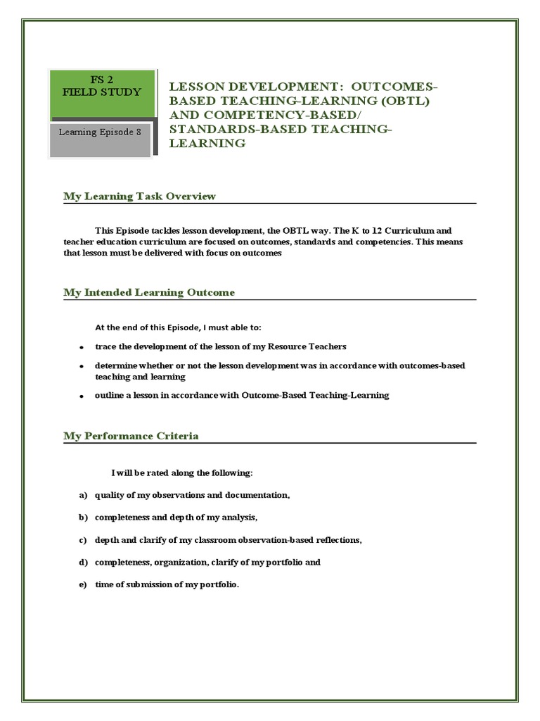 OBTL Lesson Development and Alignment | PDF | Educational Assessment ...
