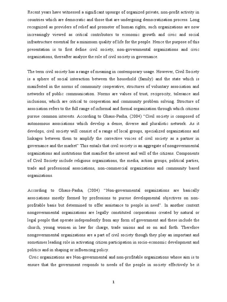 The Role of Civil Society in Governance | PDF | Civil Society | Governance