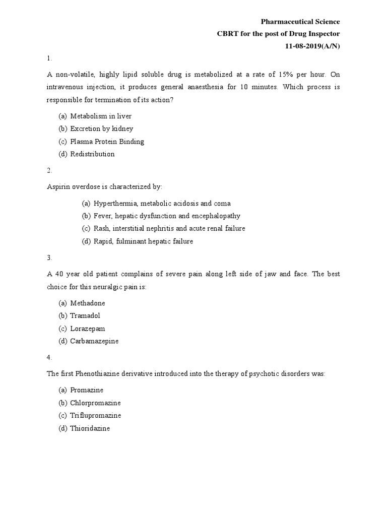 Drug CBRT 2019 | PDF | Titration | Chemistry