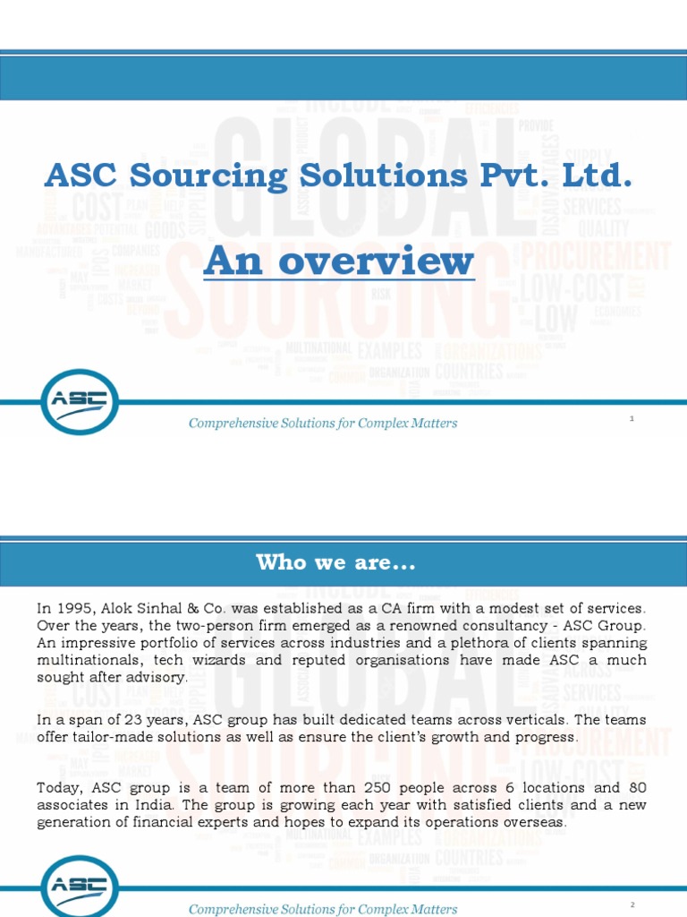 ASC - Sourcing Solution Services | PDF | Payments | Trade