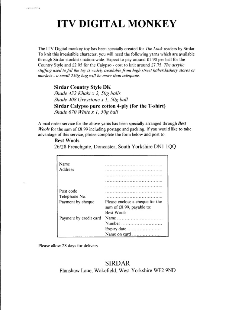 ITV Digital Monkey | PDF | Knitting | Handicrafts