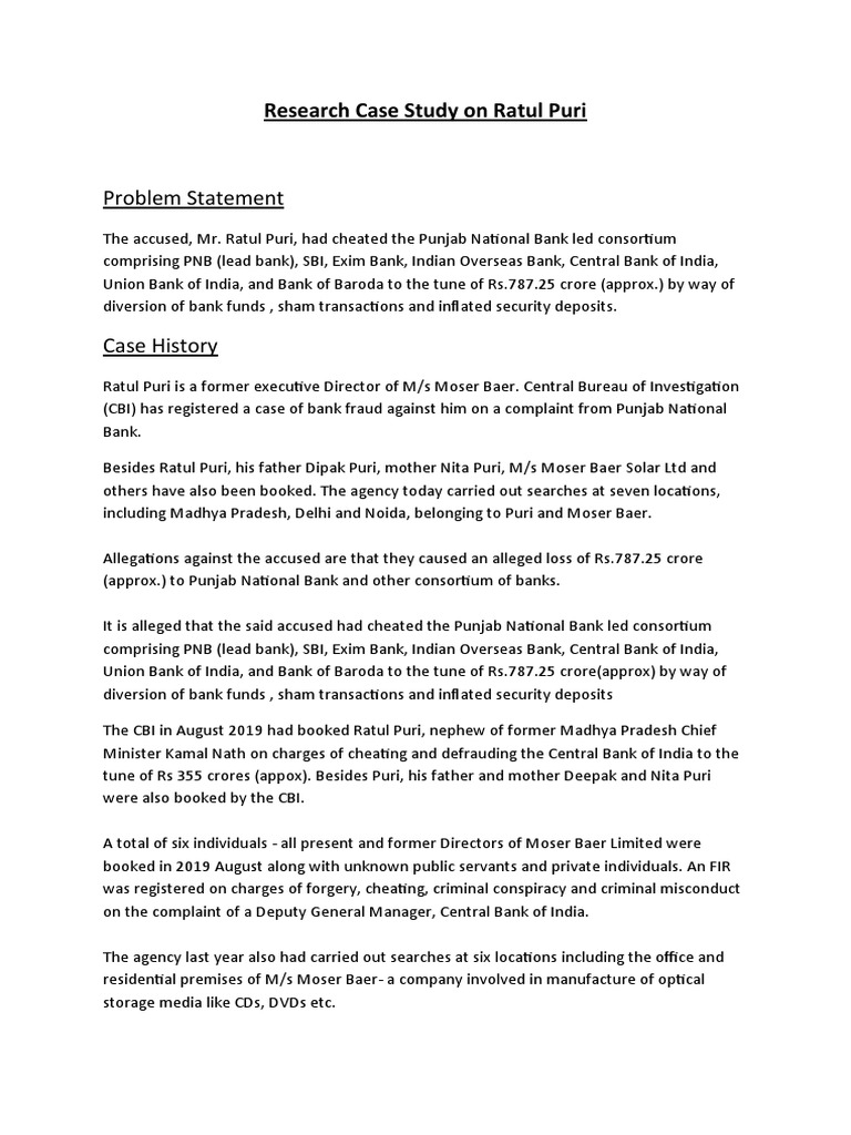 Ratul Puri - Research Case Study | PDF | Criminal Law | Fraud