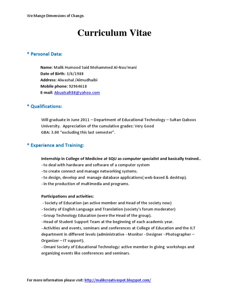 Malik CV | PDF | Educational Technology | Graphic Design