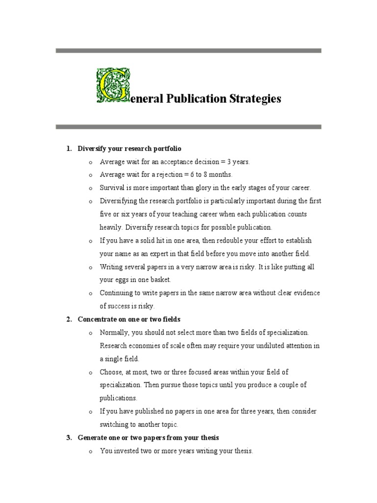 General Publication Strategies | PDF | Books | Thesis
