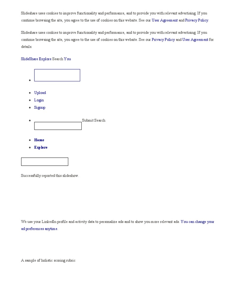 A Sample of Holistic Scoring Rubric | PDF | Critical Thinking | Essays