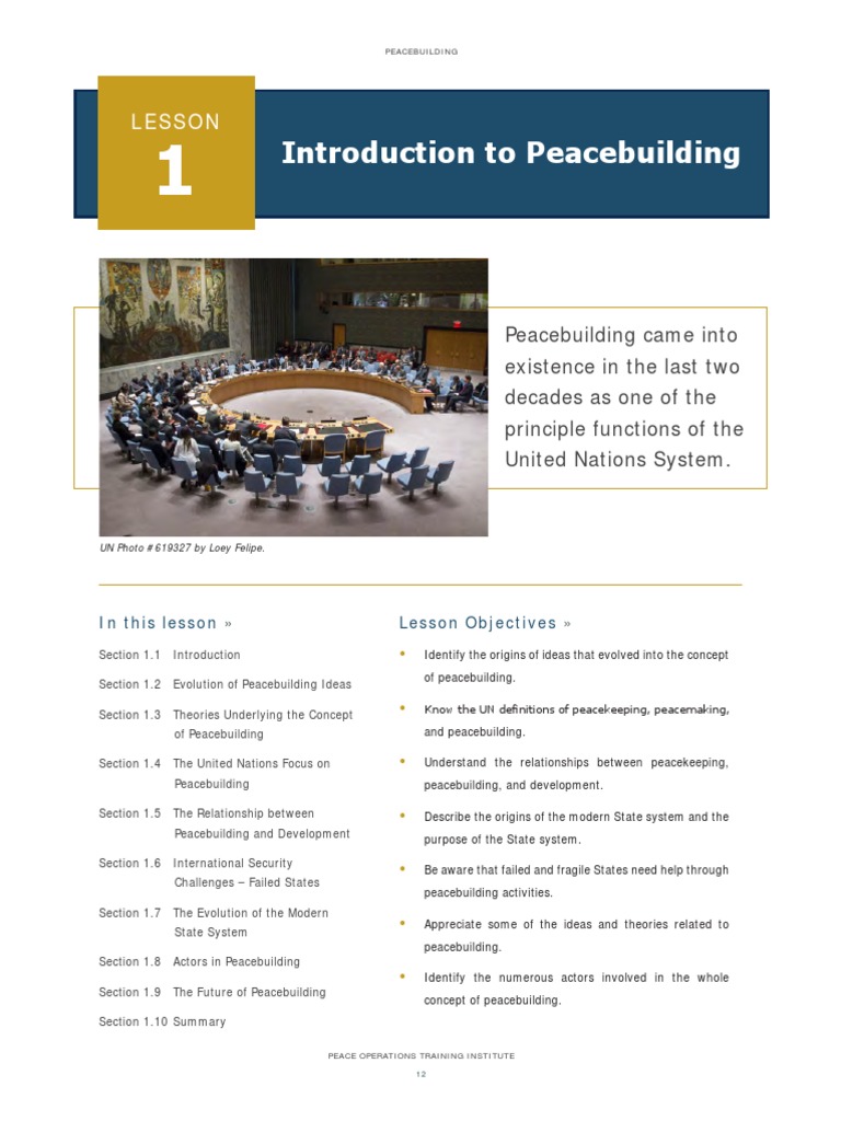 Lesson 1 - Introduction To Peacebuilding | PDF | Peacebuilding ...