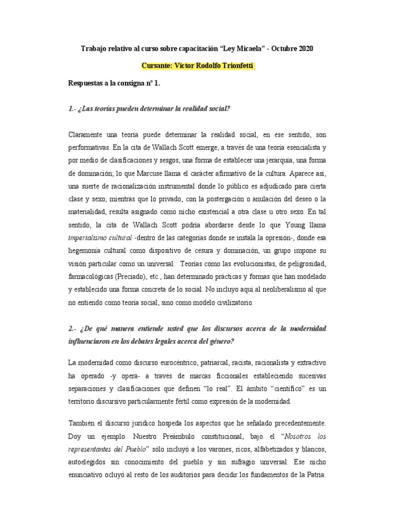 Trabajo Final Ley Micaela | PDF | Género | Estudios de género