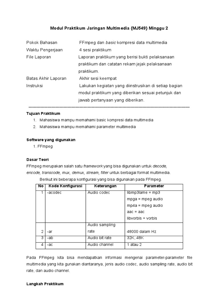 Modul Praktikum Audio Digital Audio Codec | PDF