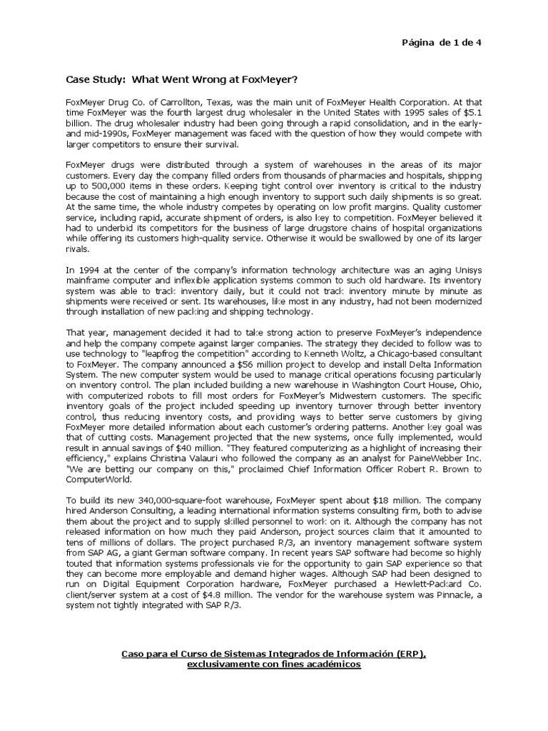 FoxMeyer Drug's ERP Implementation Failure | PDF | Barcode | Inventory