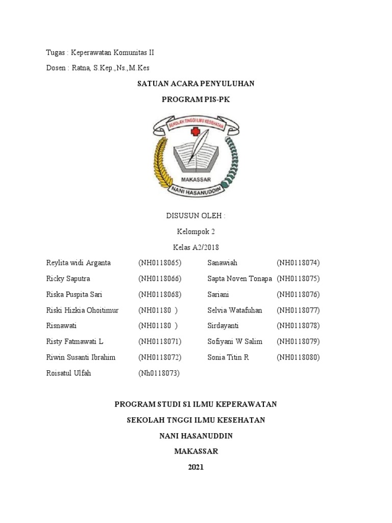 SAP Keperawatan Komunitas | PDF | Pengembangan Diri