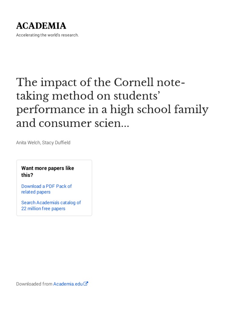 Note-Taking Methodology Research | PDF | Schema (Psychology) | Child ...