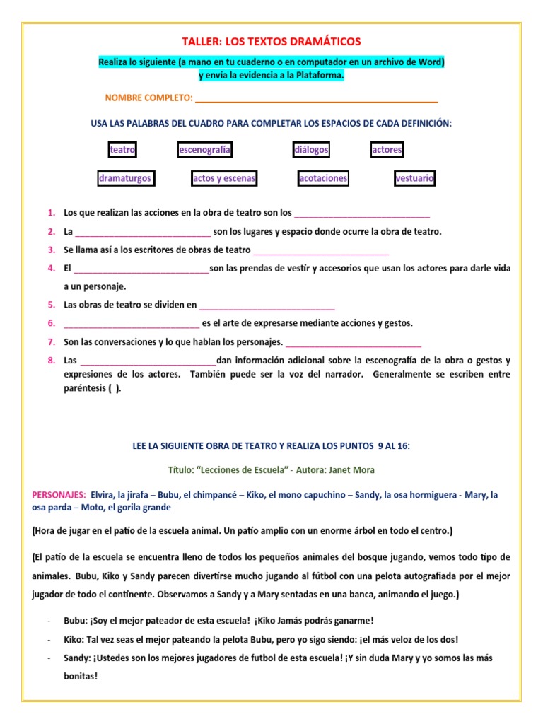 Taller de Textos Dramáticos para Niños | PDF | Teatro | Artes (general)