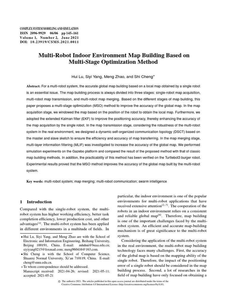 Multi-Robot Indoor Environment Map Building Based On Multi-Stage Optimization Method | PDF ...