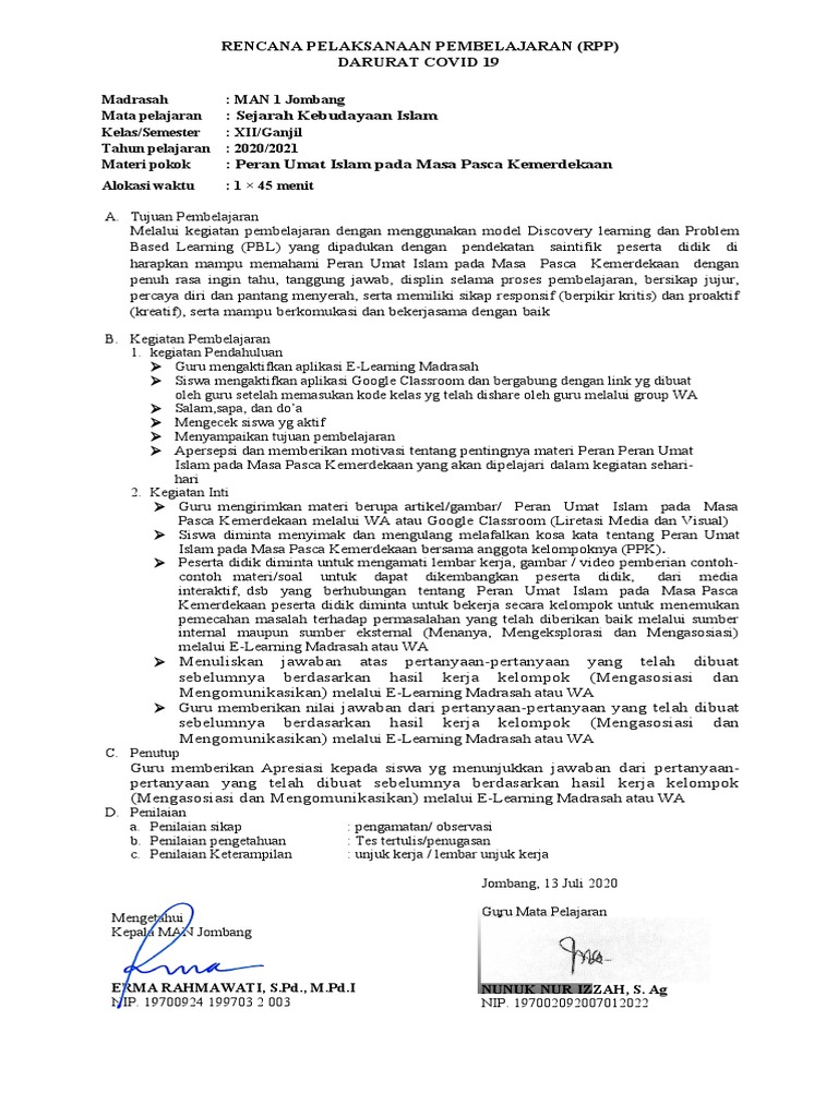 RPP Ski Kelas 12 Ma | PDF