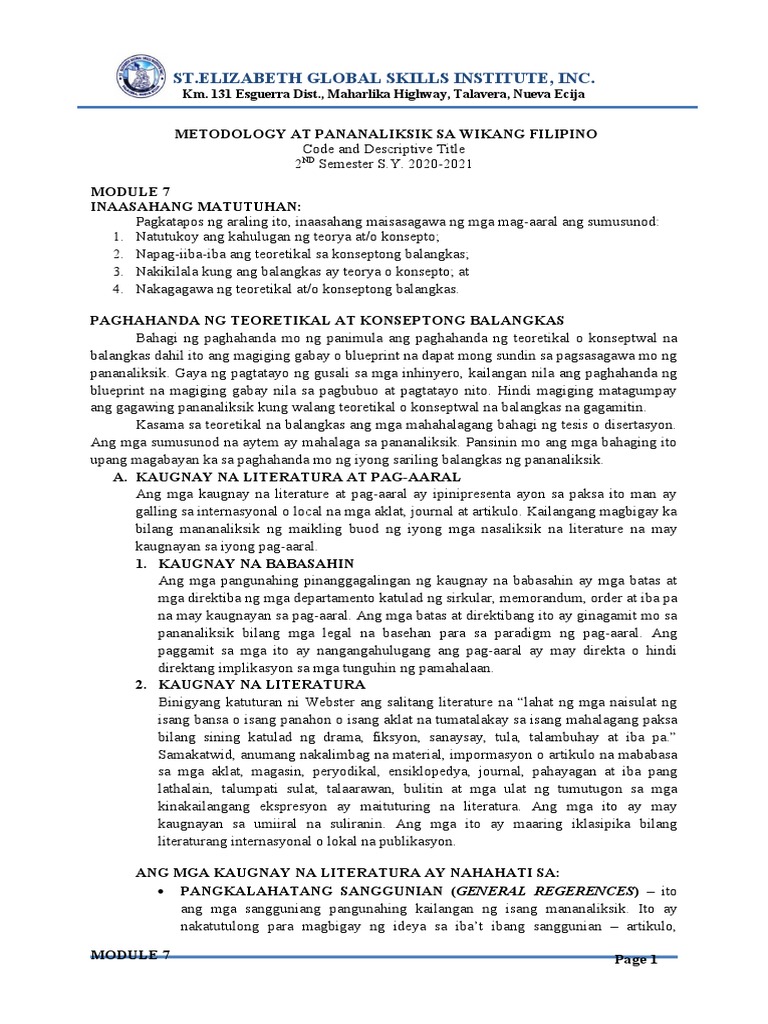 Module 7 Metodology at Pananaliksik Sa Wikang Filipino | PDF