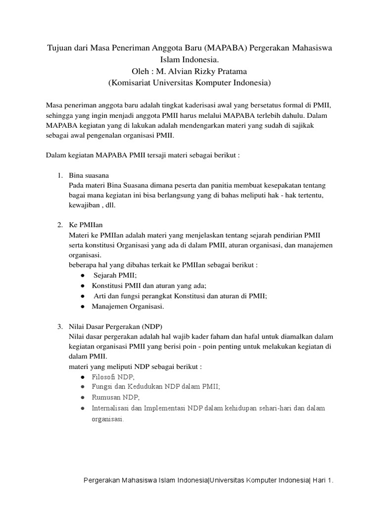 Tujuan MAPABA (Bagian 1) | PDF