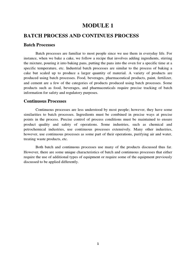 Understanding Batch and Continuous Processes: A Comparison of Process ...