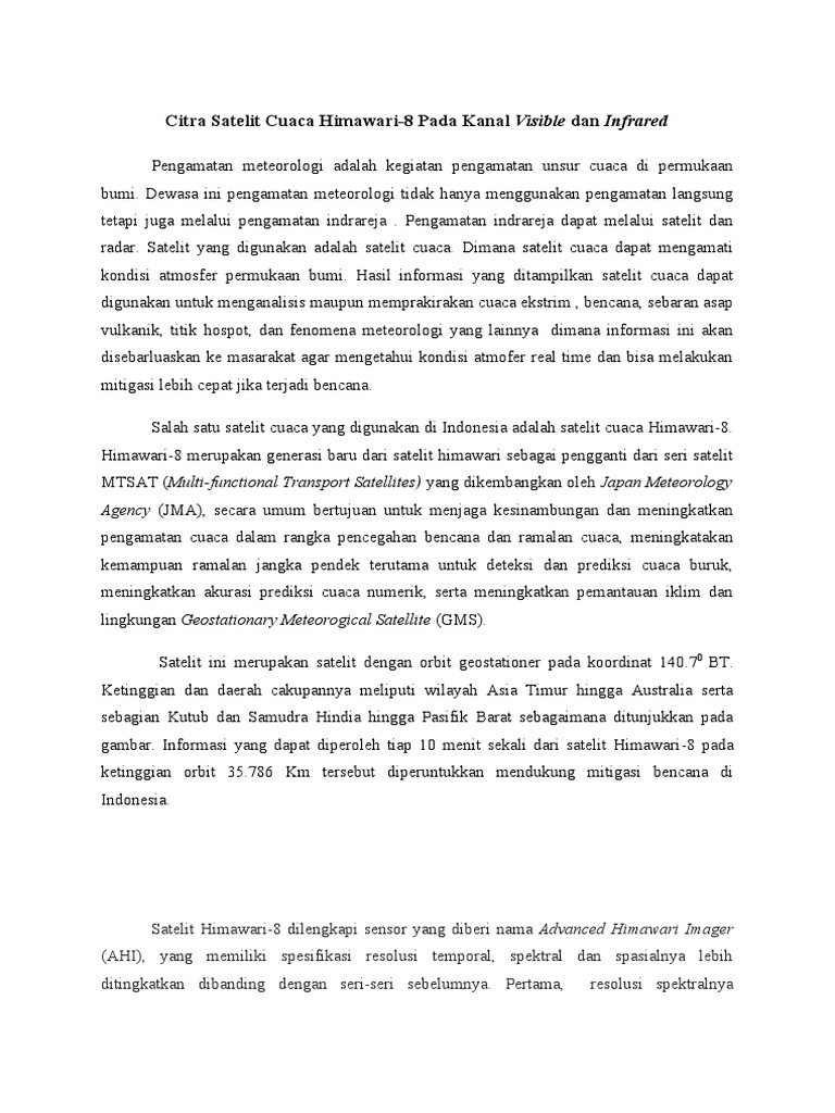 Citra Satelit Himawari-8: Kanal Cuaca | PDF