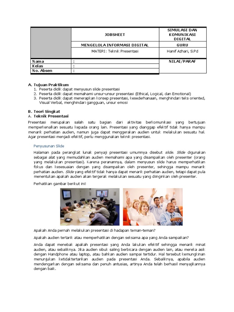 Jobsheet 6 Teknik Presentasi | PDF