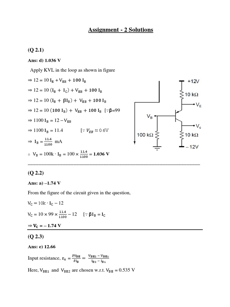 Assignment 2 Solutions | PDF | Mosfet | Electrical Circuits