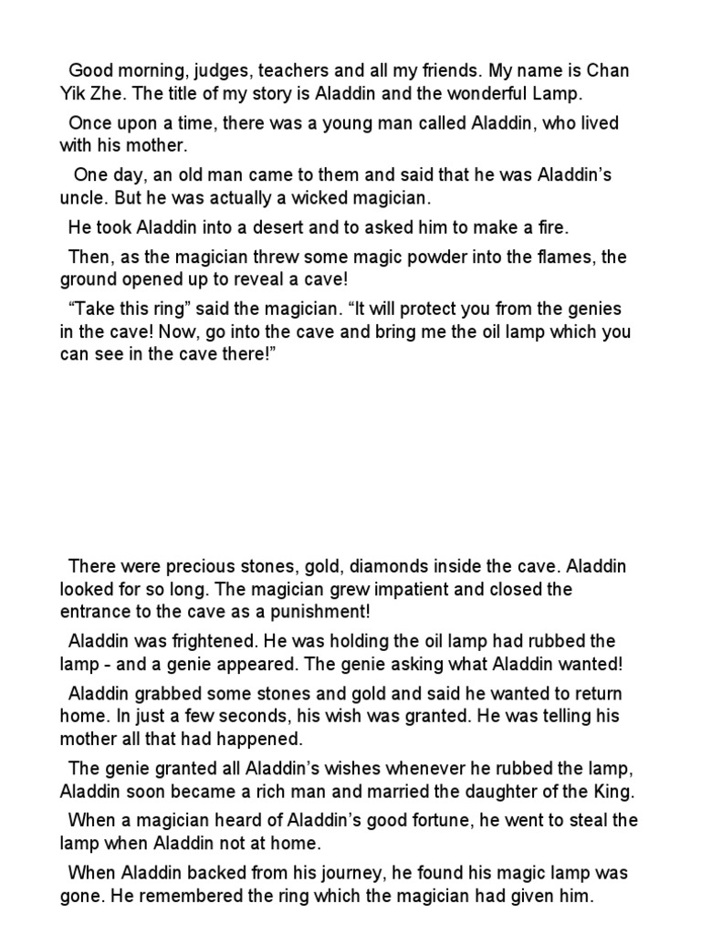 Aladdin and The Wonderful Lamp | PDF | Religion & Spirituality