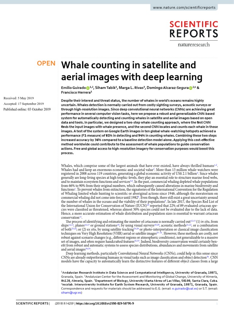 Whale Counting in Satellite and Aerial Images With Deep Learning ...