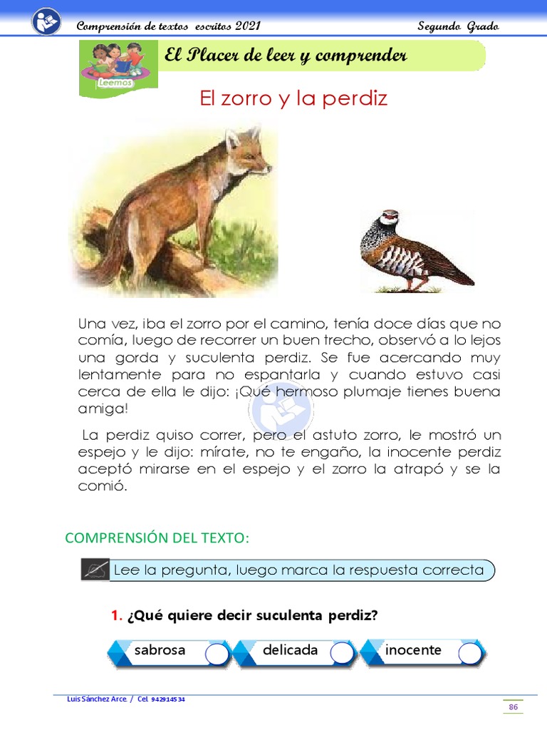 22 - Lectura - El Zorro y La Perdiz | PDF