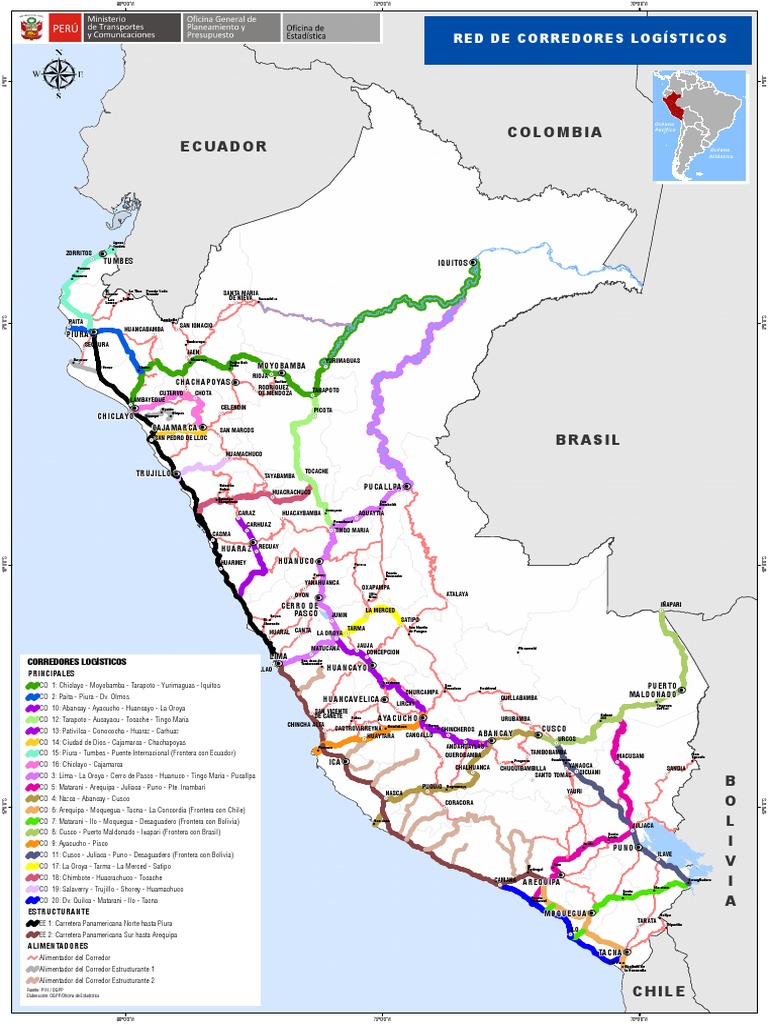 MAPA Red - Corredores - Logisticos | PDF | Perú